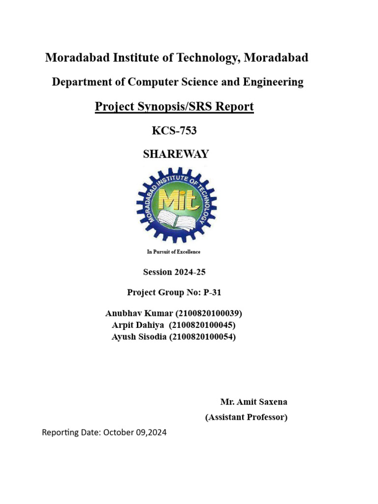 P-31 Final Year Project Synopsis Shareway | PDF | Authentication ...