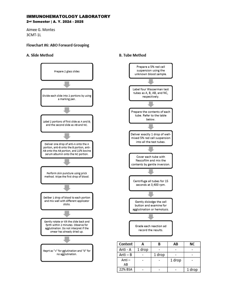 Montes - Flowchart - ABO Forward Grouping | PDF | Medical Tests ...