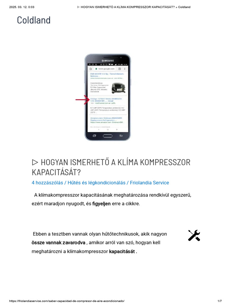HOGYAN ISMERHETŐ A KLÍMA KOMPRESSZOR KAPACITÁSÁT - Coldland | PDF
