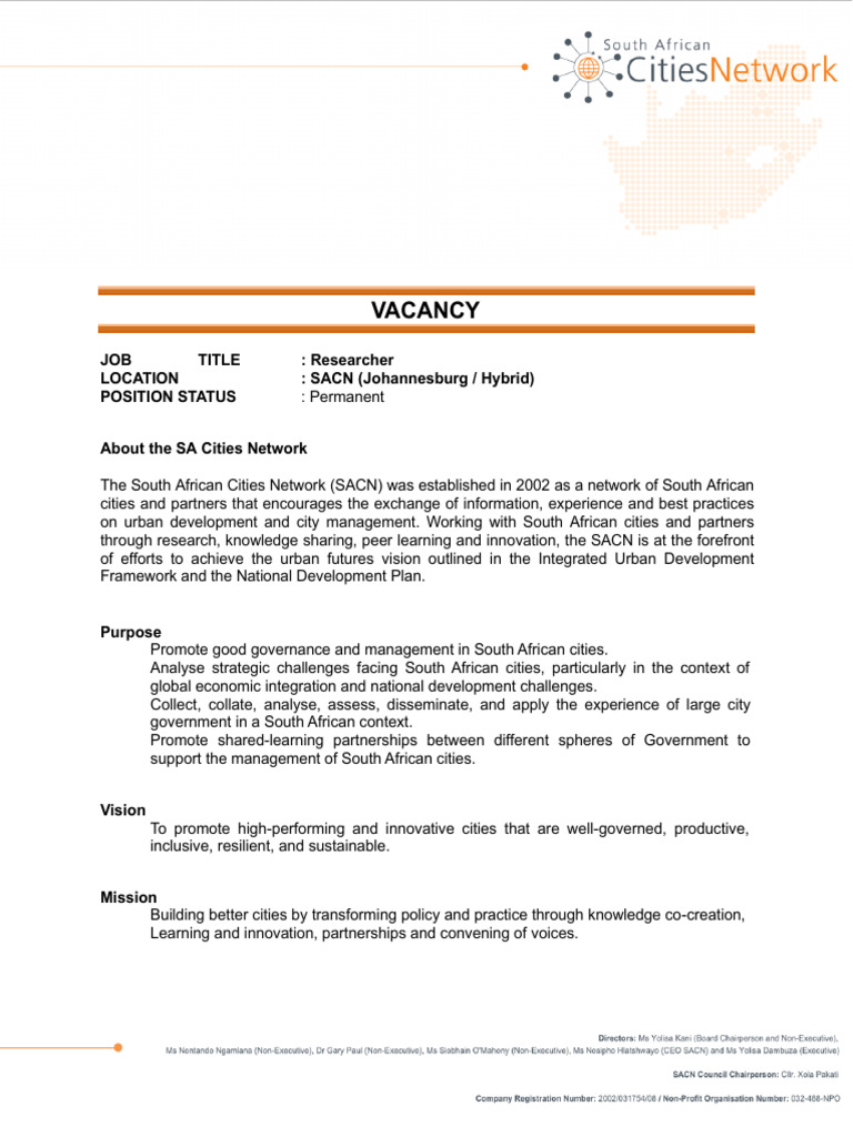 Researcher - Advert 11-2-2025 - Final | PDF | Governance | Strategic ...