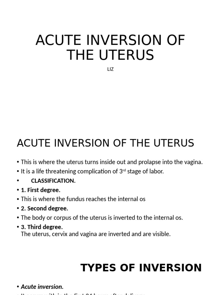 Acute Inversion of The Uterus | PDF | Uterus | Childbirth