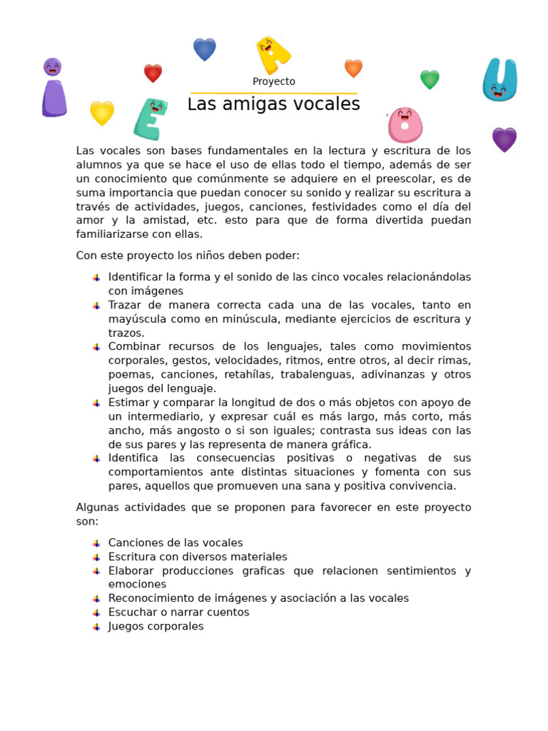10proyecto Las Amigas Vocales | PDF