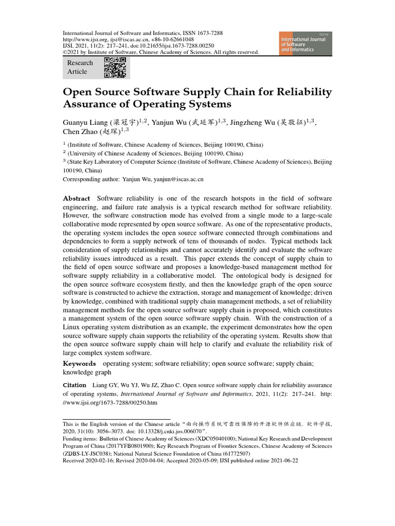 Open Source Software Supply Chain For Reliability Assurance of Operating Systems | PDF | Supply ...