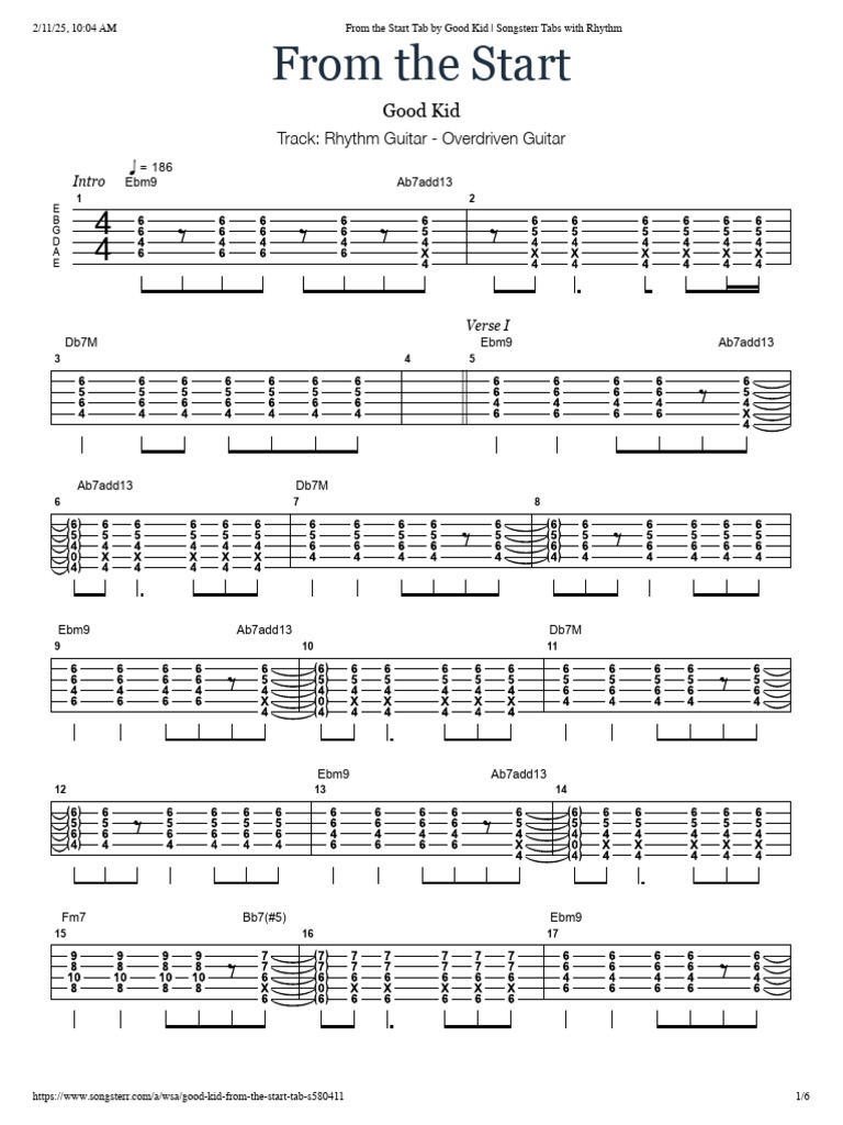 From The Start Tab by Good Kid - Songsterr Tabs With Rhythm | PDF ...