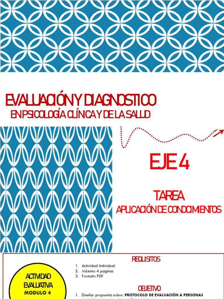 Eje 4 - Instrucciones y Rubrica Evaluación y Diagnostico en Psicología Clínica y de La Salud ...