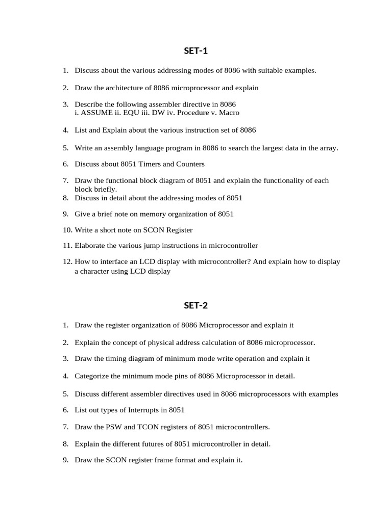 Important Questions for MID-1 | PDF | Microcontroller | Assembly Language