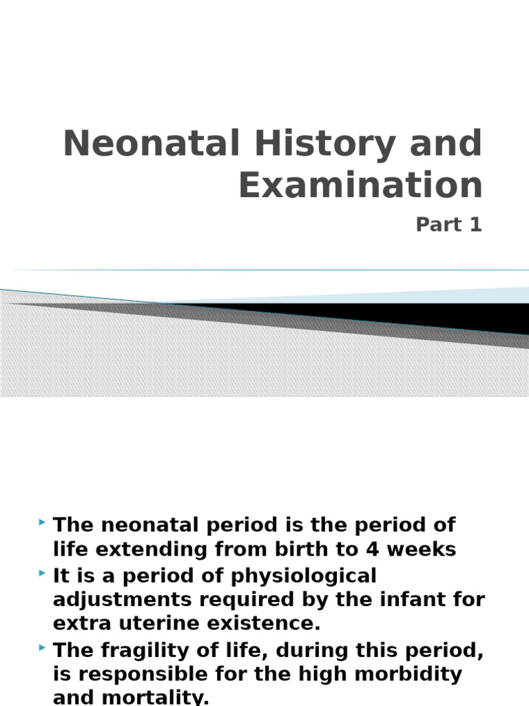 Neonatal History and Exammination | PDF | Infants | Childbirth