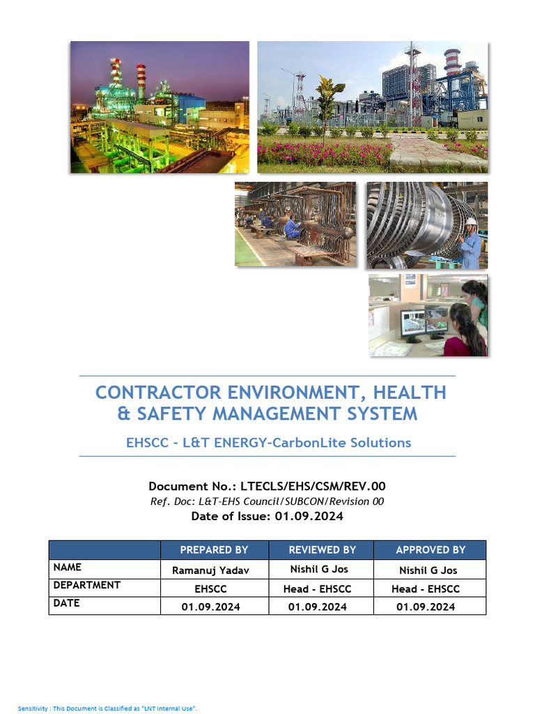 Part A - Contractor Ehs Management System - Lte Cls (r00) Ltecls-Ehs-Csm | PDF | Occupational ...