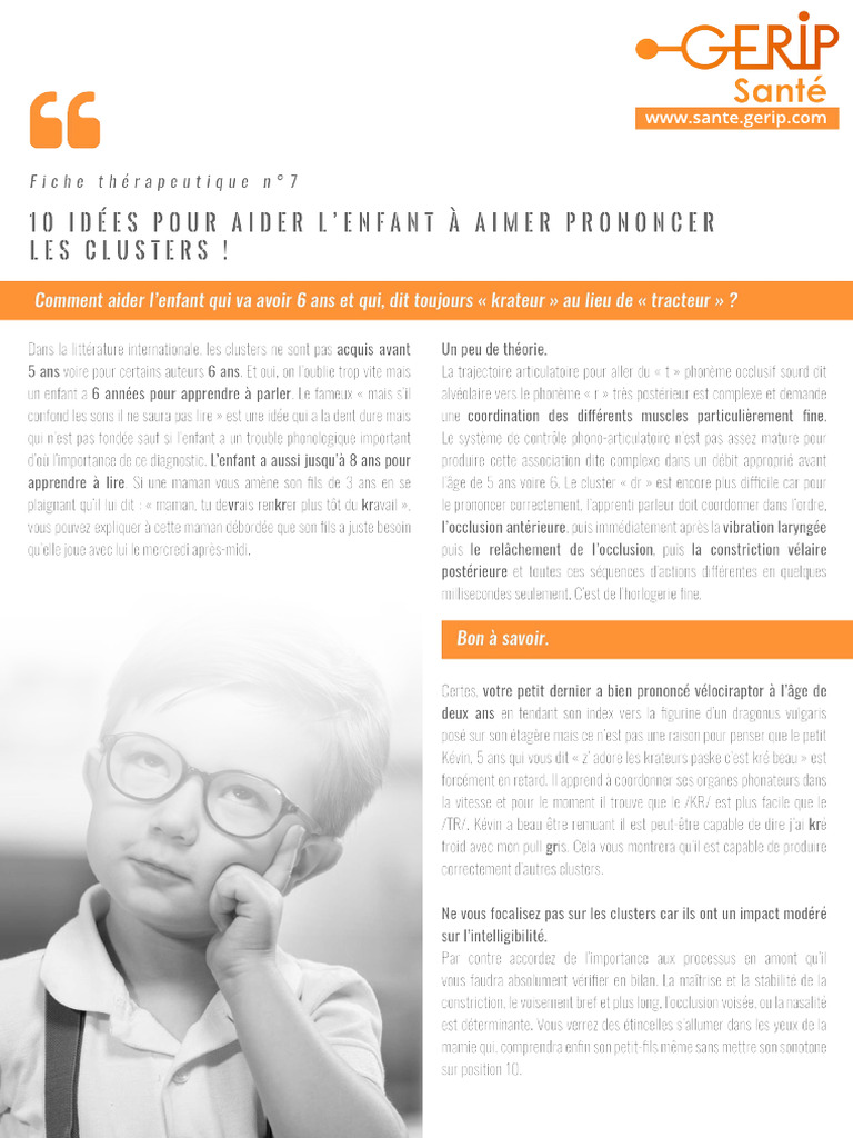 Fiche+Thera+7 Prononcer+Les+Clusters | PDF