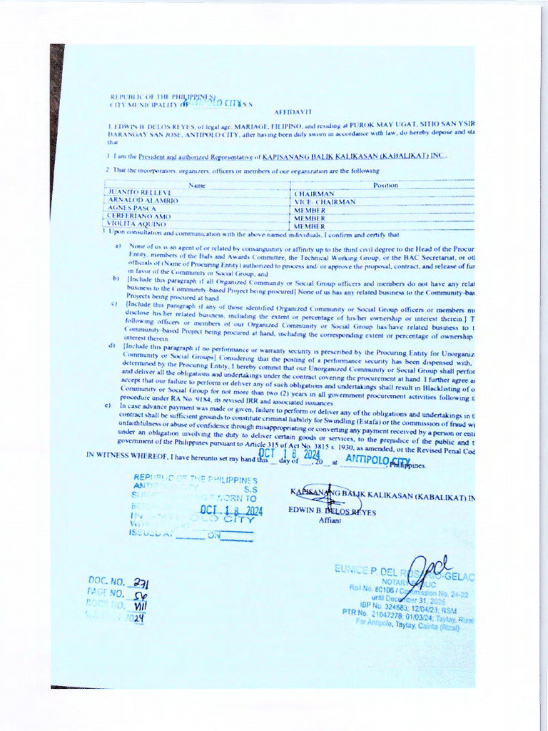 Sworn Statement | PDF