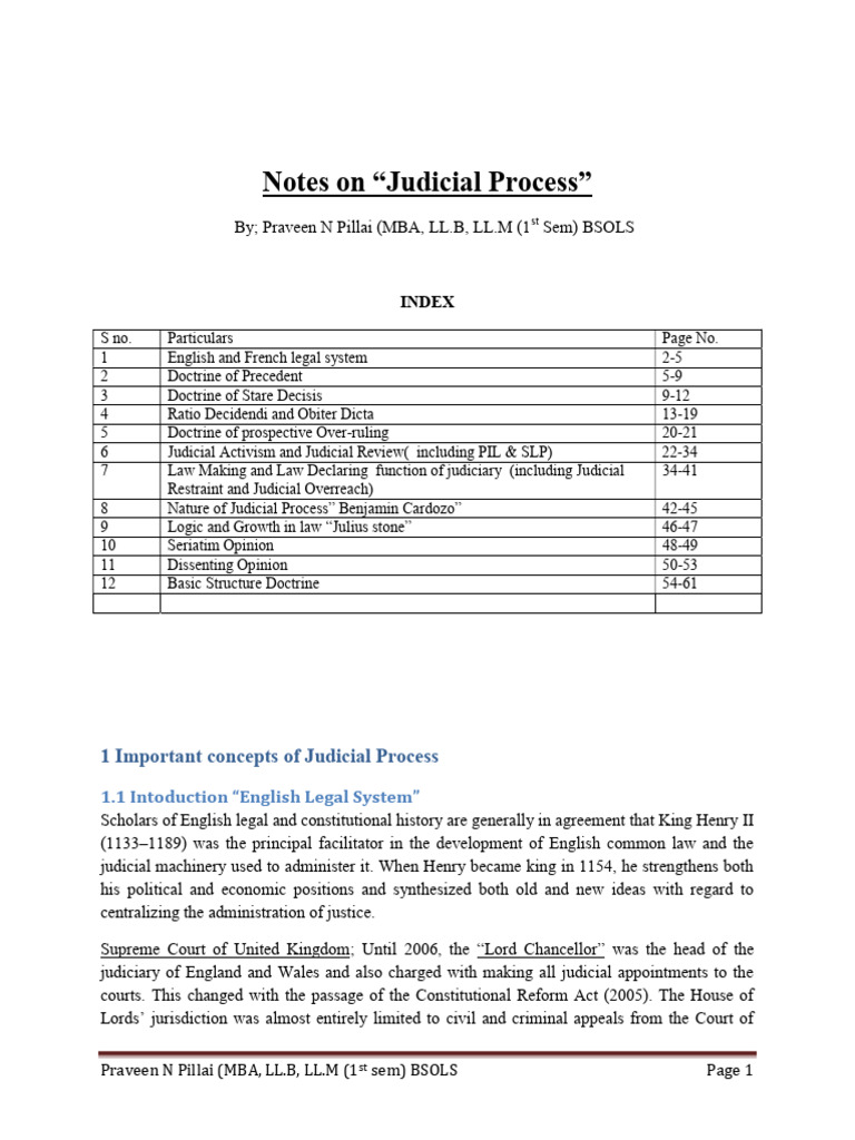 Judicial Process Overview and Concepts | PDF | Precedent | Obiter Dictum