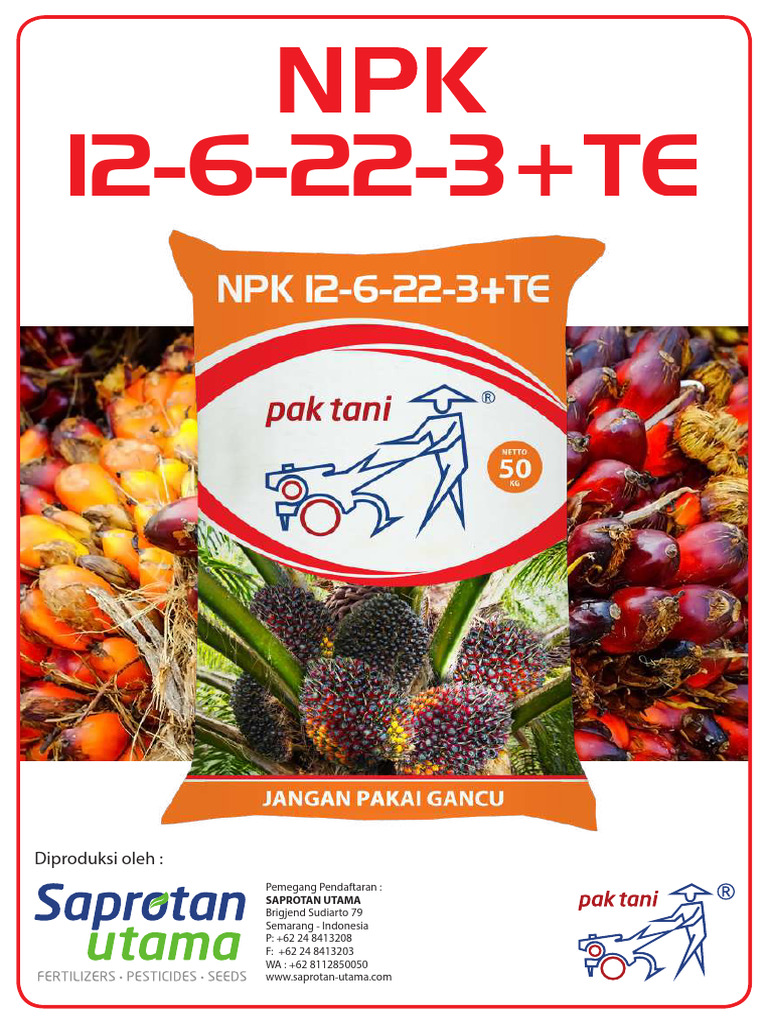 Brosur NPK Sawit 12 6 22 3TE Pak Tani | PDF