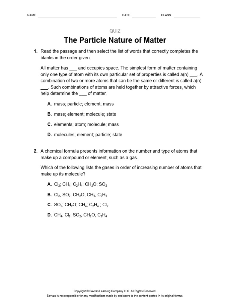 Chem21 as Na 01 Le Quiz | PDF | Matter | Molecules