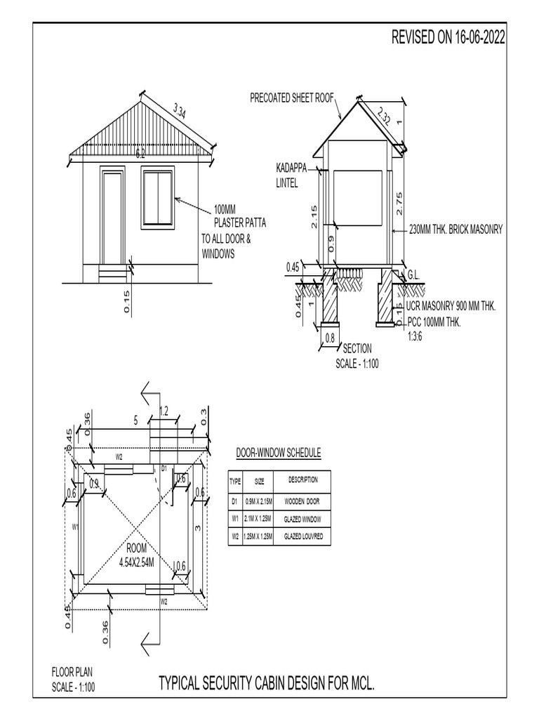 Security Cabin Design Floor Plan | PDF | Building Materials | Real Estate