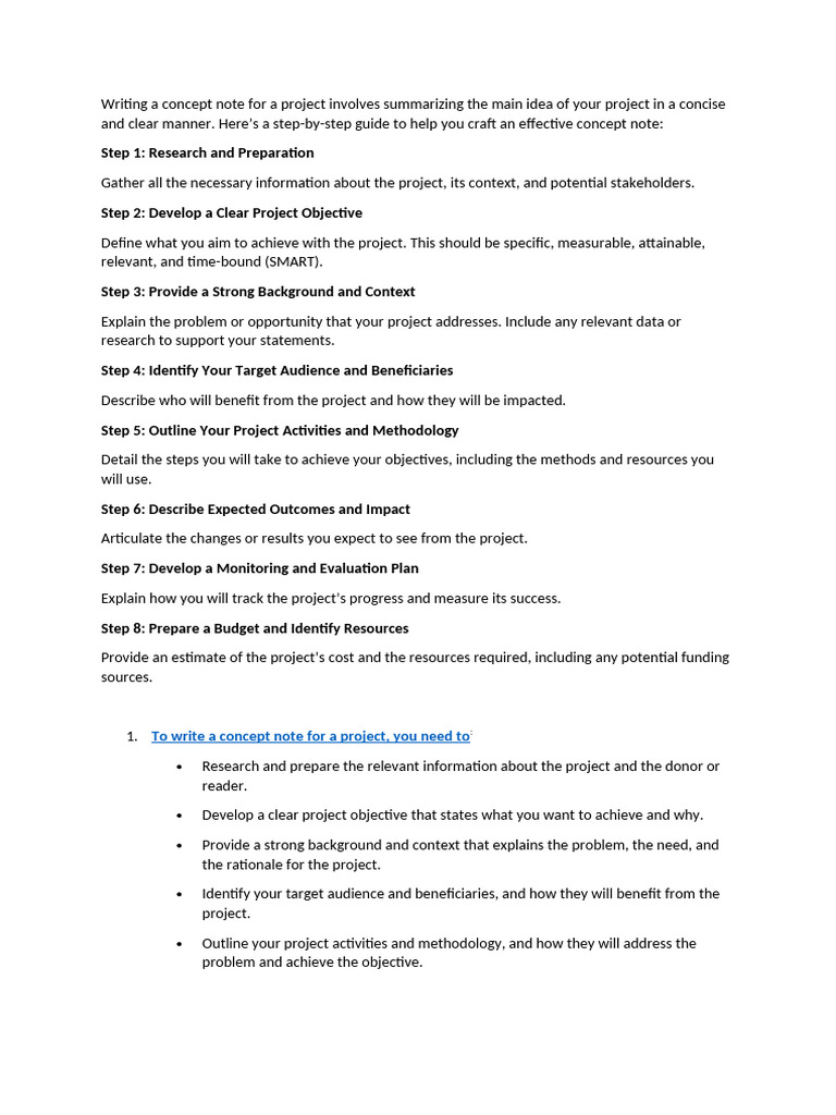 Guide to Writing a Concept Note | PDF