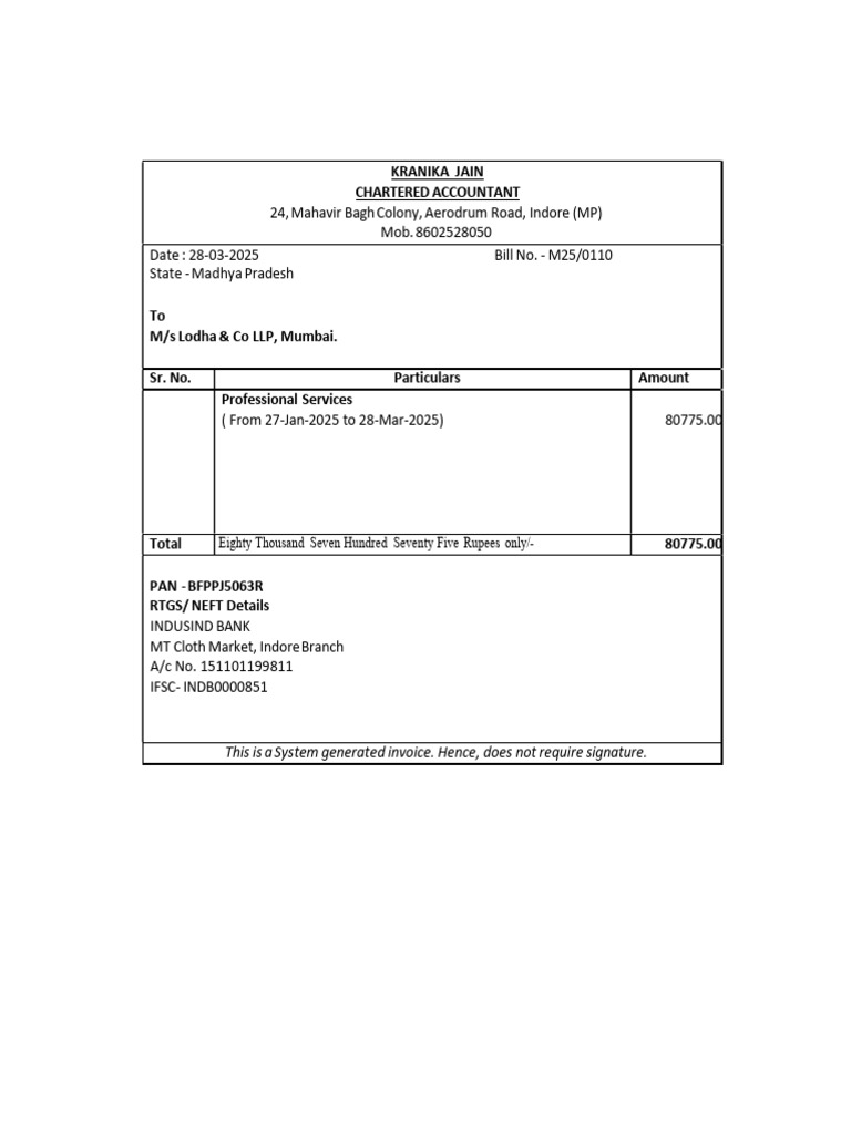 Invoice M25 110 | PDF