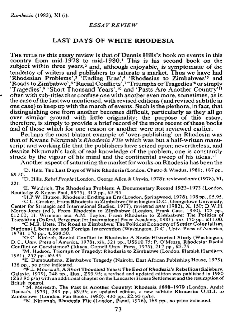 Last Days of White Rhodesia | PDF | Rhodesia | Zimbabwe