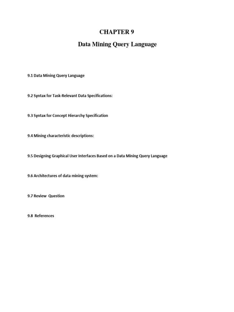 Silo - Tips - Chapter 9 Data Mining Query Language | PDF | Databases | Data Mining
