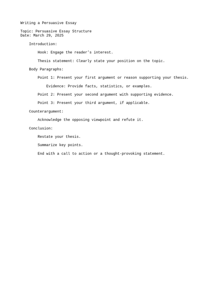 Writing A Persuasive Essay | PDF