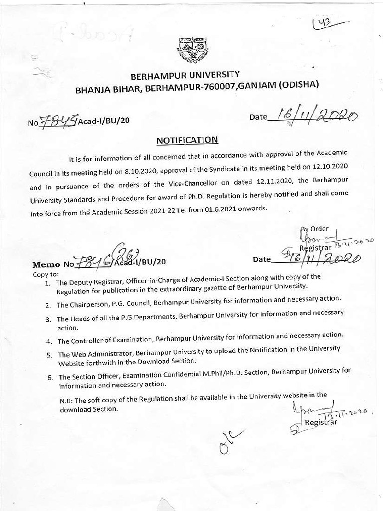 BU PHD Regulation 2020 | PDF | Thesis | Doctor Of Philosophy