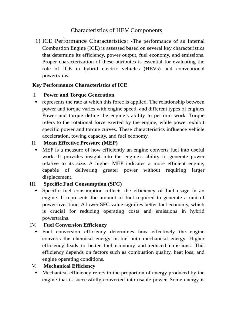 Characteristics of HEV Components Report 2 | PDF | Hybrid Vehicle | Engines