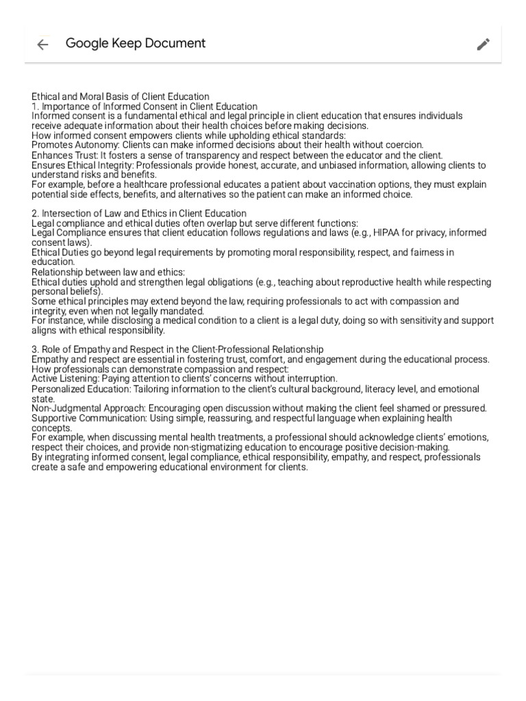 Google Keep Document | PDF | Informed Consent | Empathy