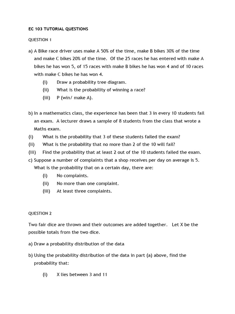 Ec103 Tutorial Questions | PDF