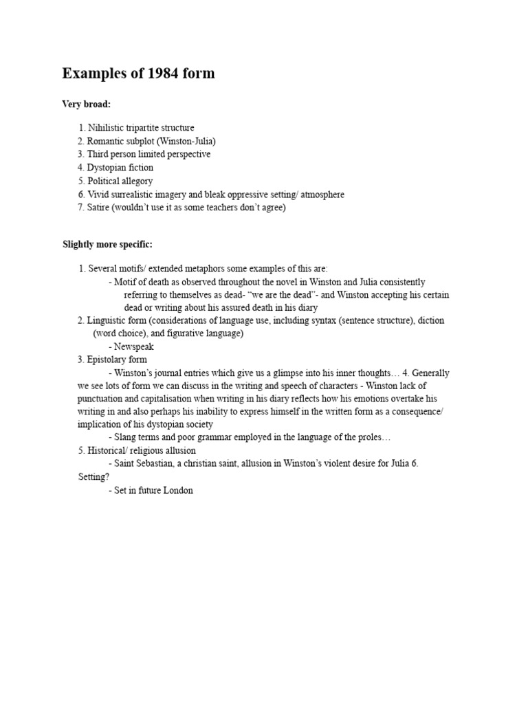 1984 Brief Form Notes | PDF
