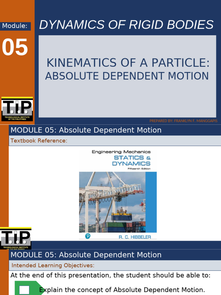 Absolute Dependent Motion Explained | PDF | Velocity | Classical Mechanics
