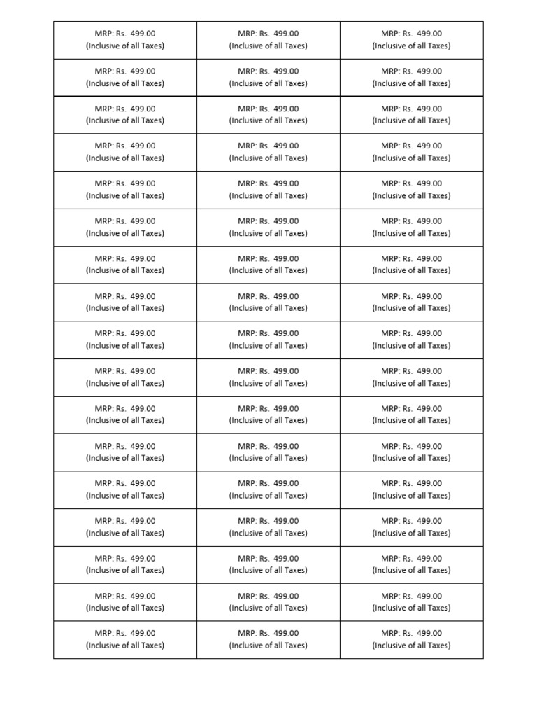 MRP Labels FormatCiana Lifestyle | PDF