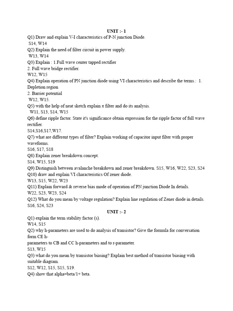 EDC IMP Question-1 | PDF | Amplifier | Field Effect Transistor
