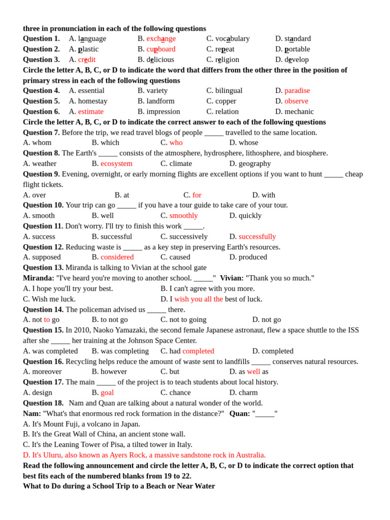 Pronunciation and Language Exercises | PDF | Habitat Destruction ...