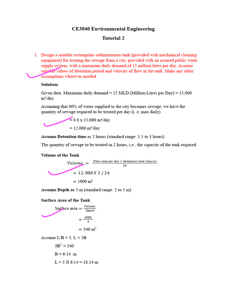 Tutorial 2-Solutions Updated | PDF | Water Treatment | Pollution