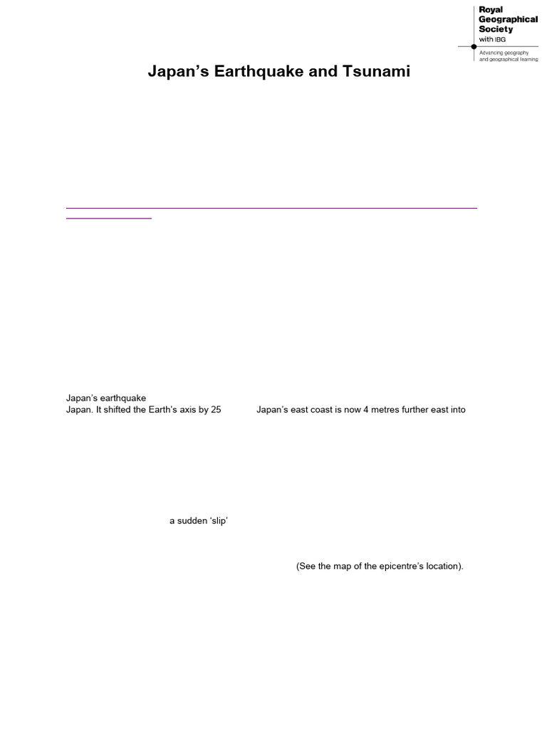 Lesson 6: Japan's Earthquake and Tsunami Case Study | PDF | Earthquakes ...