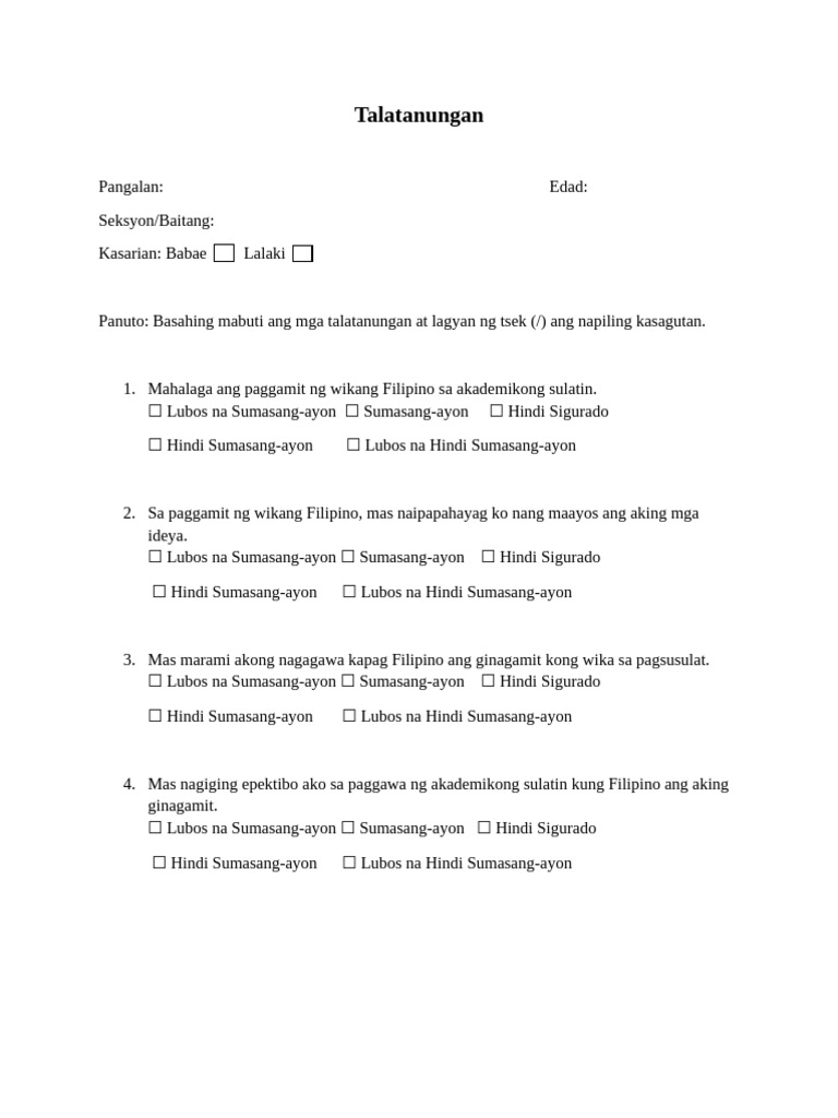 Talatanungan Group 2 | PDF