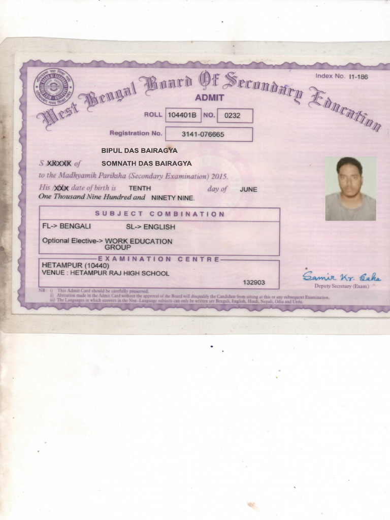 Madhyamik Admit bsk-2 BIPUL | PDF