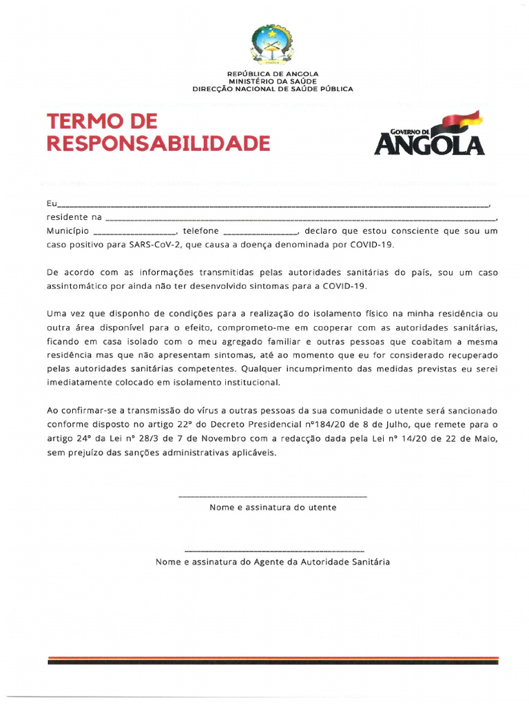 Termo de Responsabilidade DNSP | PDF