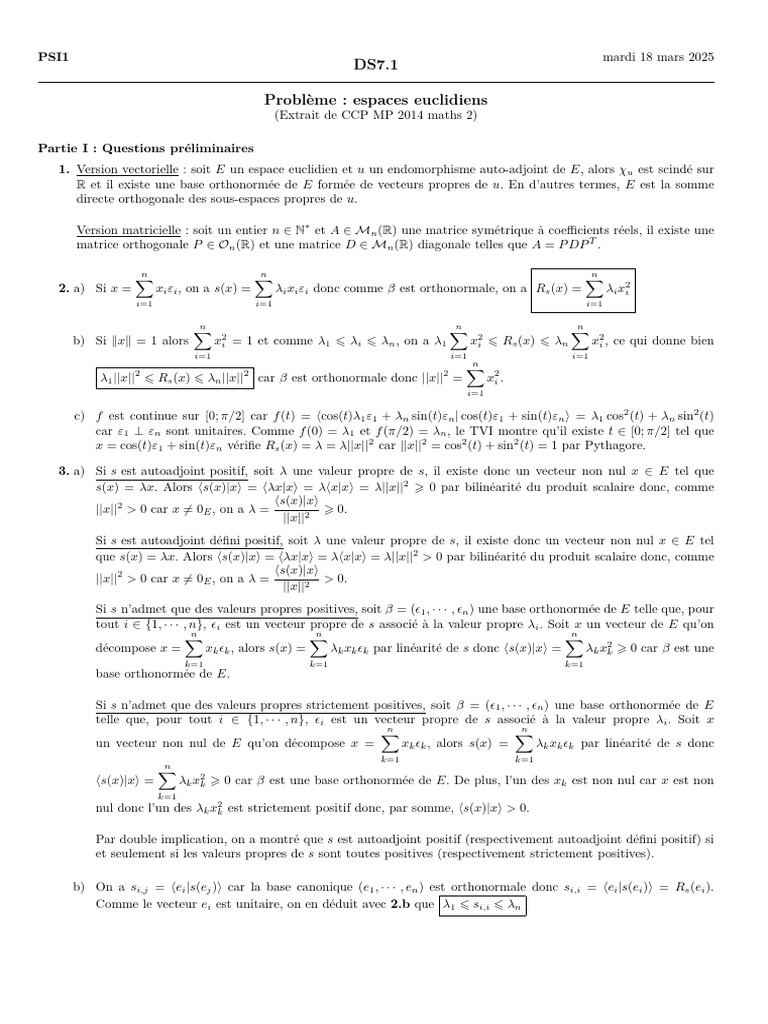 Propriétés des espaces euclidiens et matrices | PDF | Matrice ...