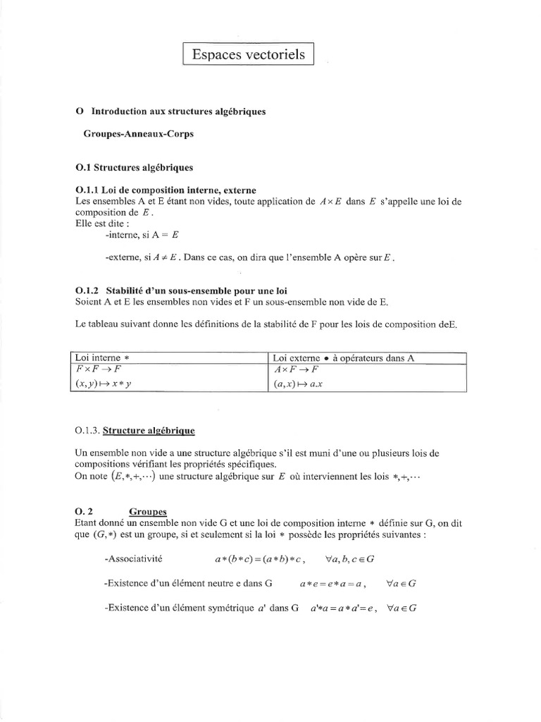 ESPACE VECTORIEL | PDF