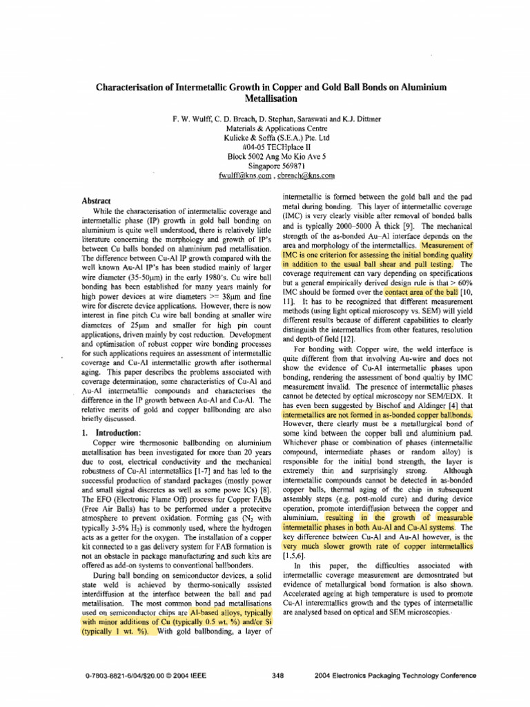 Intermetallic Growth in Cu-Au Bonding | PDF | Copper | Physical Chemistry