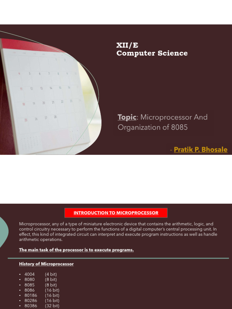 Introduction To Microprocessor - Organization of 8085 | PDF | Central Processing Unit | Computer ...