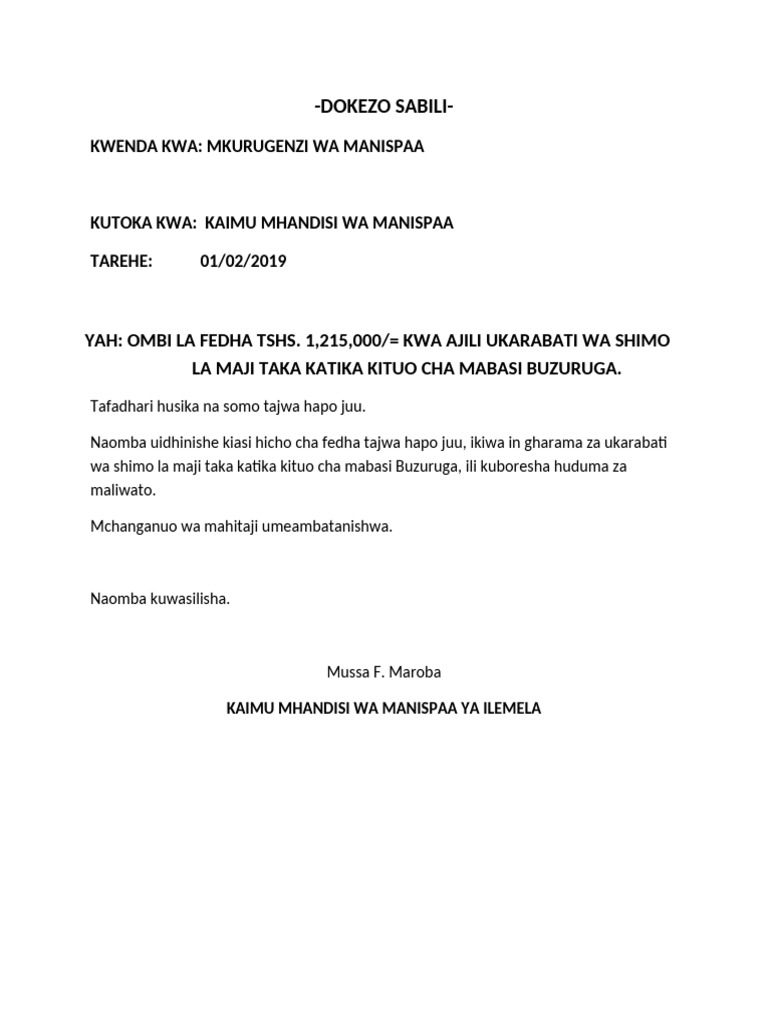 Dokezo Sabil1 - Buzuruga Bus STND | PDF