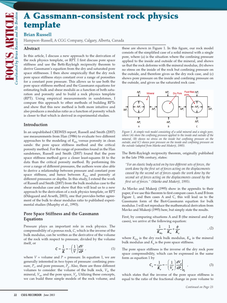 Gassmann-Consistent Rock Physics Template | PDF | Porosity