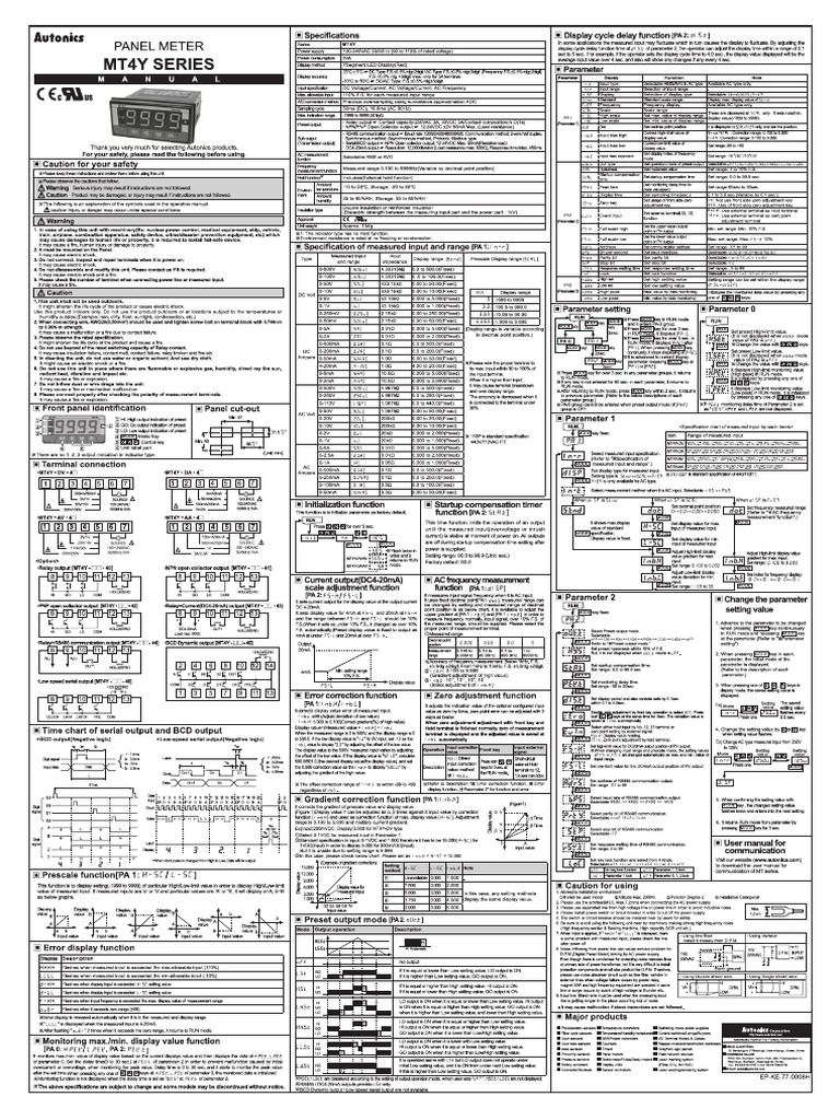 Autonics MT4Y Manual | PDF