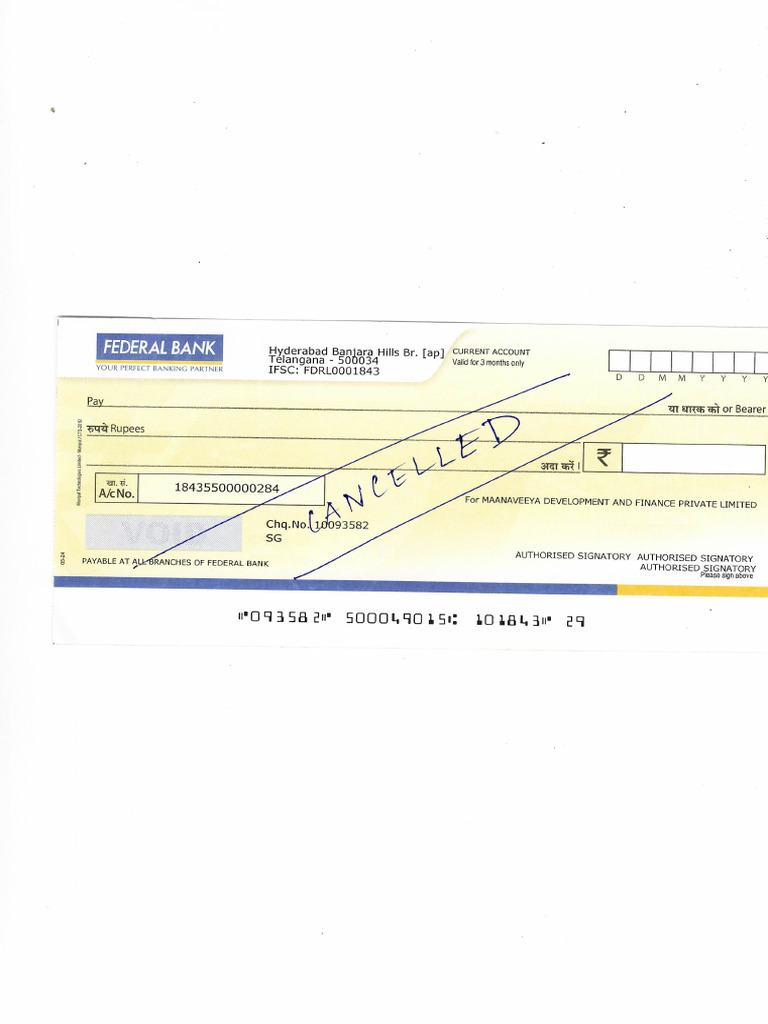 MV Cancelled Cheque | PDF