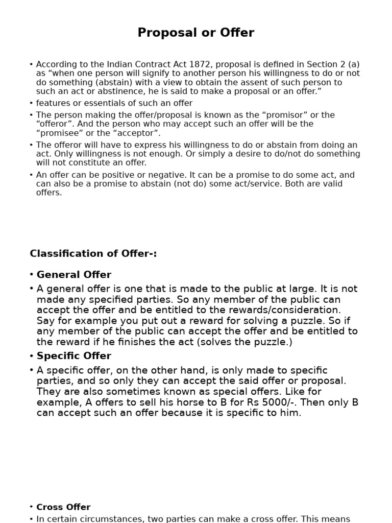 Offer or Proposal | PDF | Offer And Acceptance | Consent