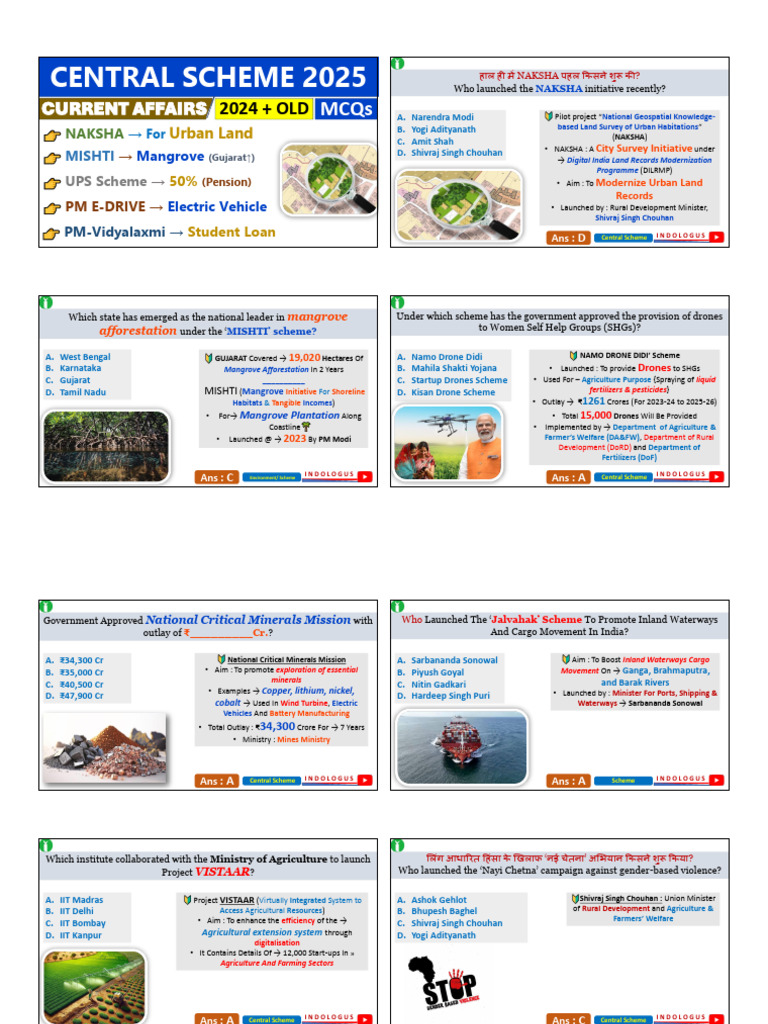Central Schemes and Initiatives Overview | PDF | Government Of India