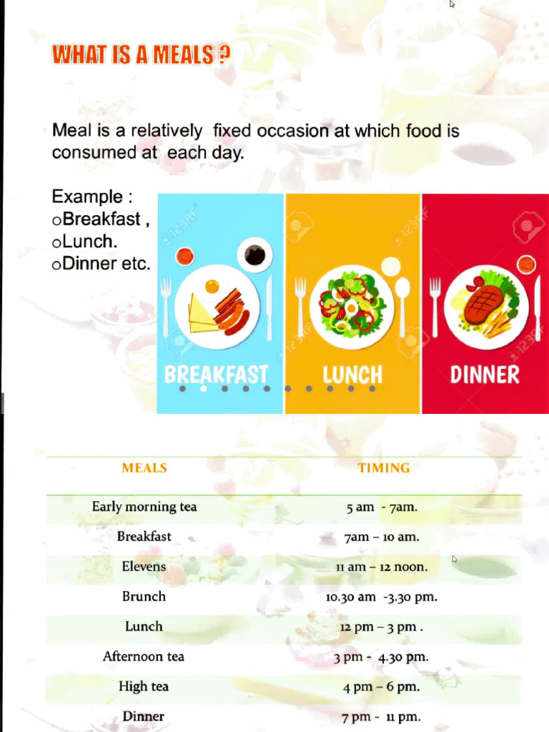 Meals and Menus | PDF