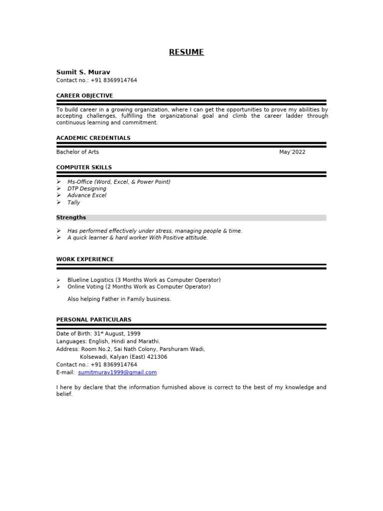 Resume - Sumit Murav | PDF