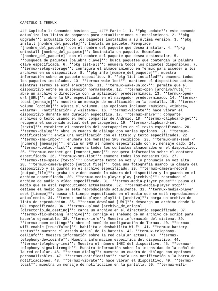 Comandos Termux: Vibrar y Escanear Wi-Fi | PDF | Archivo de computadora | Software